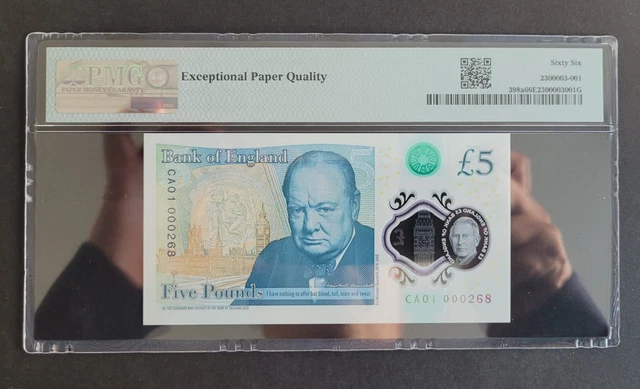 KING CHARLES III Bank of England £5 John note B419 (UNC). Low Serial ...