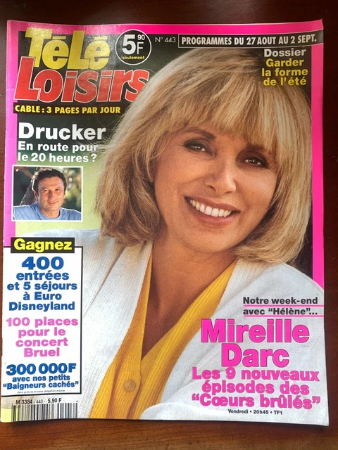 TÉLÉ LOISIRS 22/08/1994; Mireille Darc/ Drucker/ Carradine/ P. Bruel/ J. Martin EUR 5,00 ...