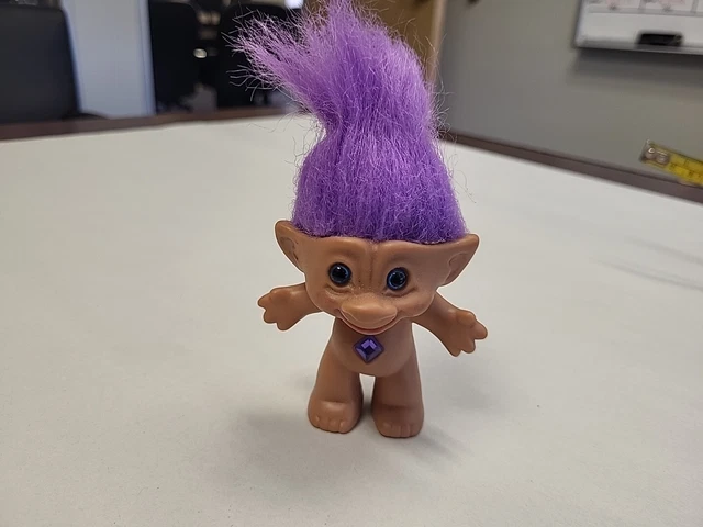 VINTAGE 1990'S ACE Novelty Treasure Troll Doll 4" Purple Gem & Hair ...