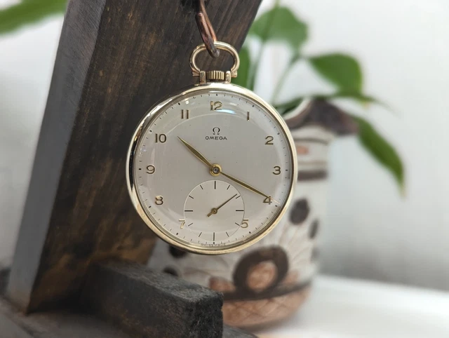VINTAGE 1952 OMEGA 9ct Gold Arabic Numerals Sub Secs Pocket Watch ...