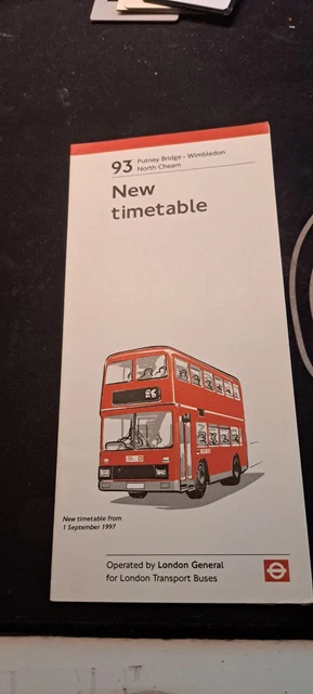 LONDON TRANSPORT BUS Leaflet / Timetable Route 93 (DR) £3.50 - PicClick UK