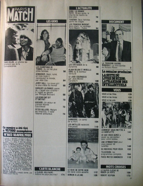 ALAIN DELON ET Mireille Darc Paris Match N° 1612 Avril 1980 EUR 10,00 - PicClick IT