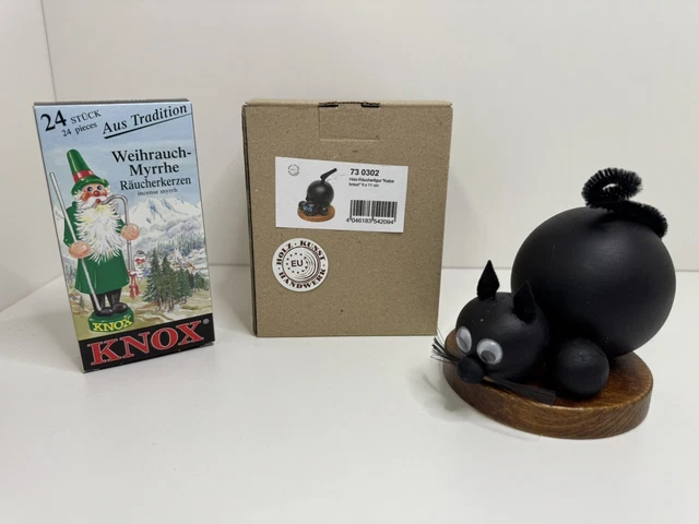 RÄUCHERFIGUR KATZE ERZGEBIRGE Holz Kunst Handwerk NEU OVP EUR 30,00 - PicClick DE