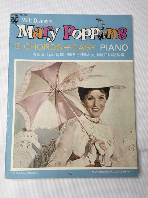 1965 WALT DISNEY'S Mary Poppins 3-Chords + Easy Piano book Wonderland ...