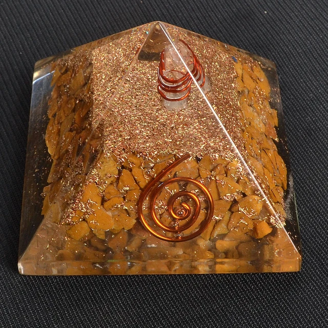 2.7& YELLOW JASPER Orgonite Pyramid Reiki Charged With Crystal Energy ...
