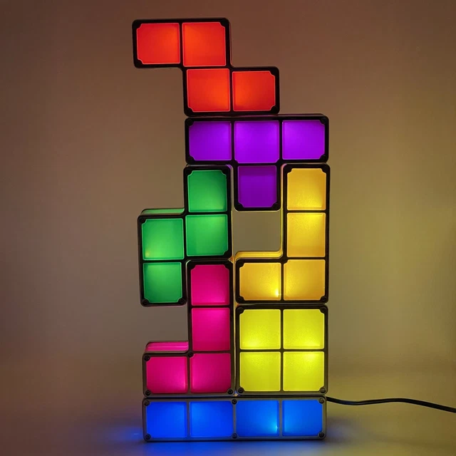 TETRIS STACKABLE LED Desk Lamp, Light Up Display, Retro Gaming Puzzle ...