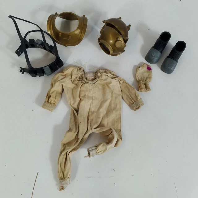VINTAGE ACTION MAN 60s Palitoy Deep Sea Diver Lead Boots Suit Helmet ...