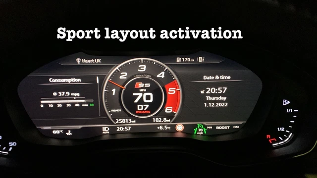 AUDI VIRTUAL CLUSTER Virtual Cockpit Sport Layout Activation £50.00 - PicClick UK