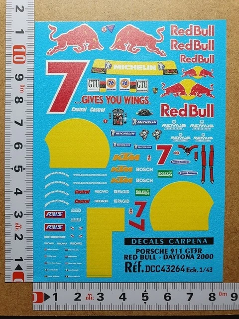 DECALS 1/43 PORSCHE 911 Gt3R - #7 - "Red B.ll" Daytona 2000 - Carpena ...