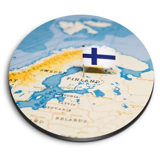 ROUND MDF MAGNETS - Finland Flag World Map Travel #45021 £4.99 ...