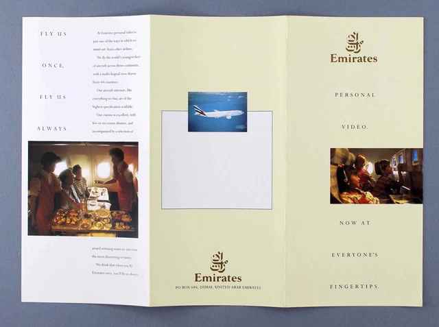 EMIRATES PERSONAL VIDEO Airline Brochure 1990’S Cabin Crew Pictures £24 ...