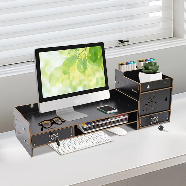 DESKTOP MONITOR STAND Monitor Stand Organizer Computer Monitor Riser w ...