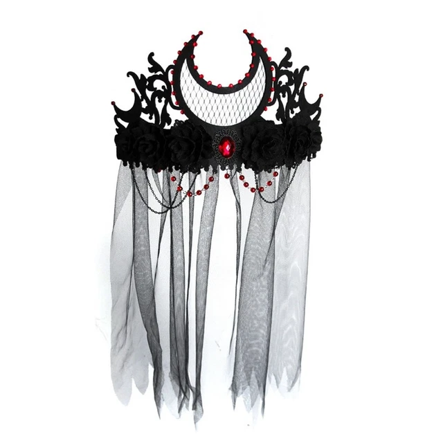 BLACK VEIL CROWN Day of the Death Headband Halloween Crown Gothic ...