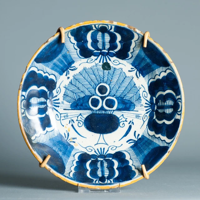 ANTIQUE 18C DUTCH Delft Earthenware Plate Delftware Based On Chinese ...