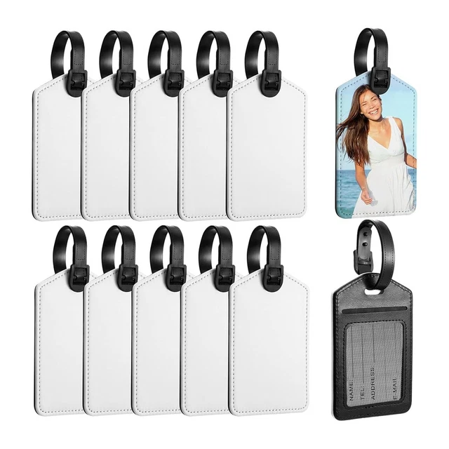 SUBLIMATION LUGGAGE TAGS White Heat Transfer PU Leather Name Tag ...