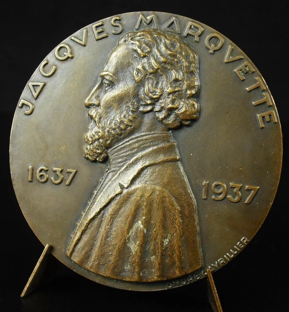 MÉDAILLE JACQUES MARQUETTE explorateur 1937 sources Mississippi ...