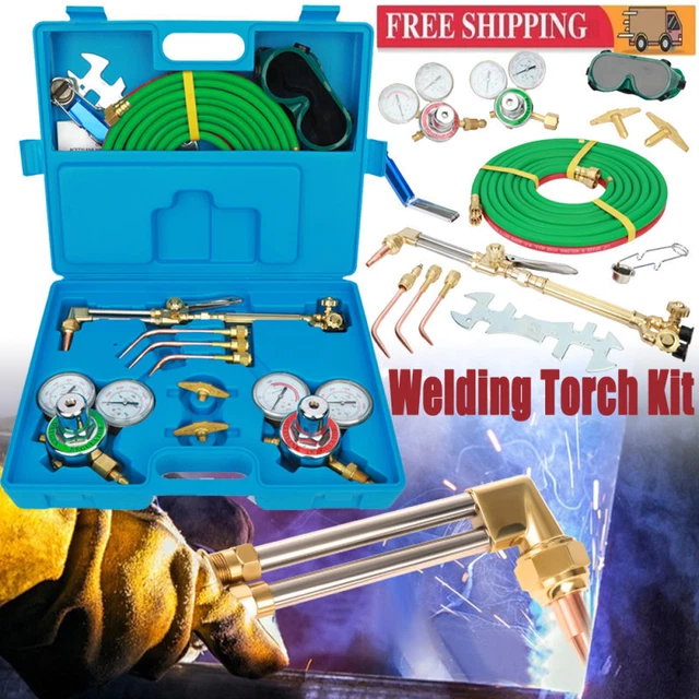 OXYGEN ACETYLENE TORCH Kit, Gas Cutting Welding Kit Portable Oxy ... OXYGEN ACETYLENE TORCH Kit, Gas Cutting Welding Kit Portable Oxy ...