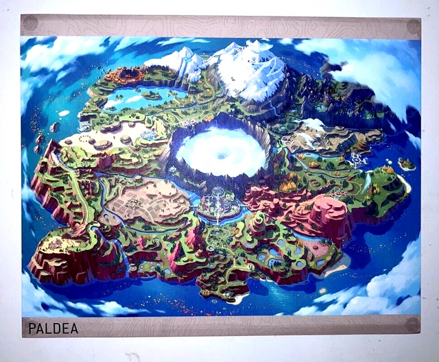 POKEMON CENTER PALDEA World Map PostCard Style Poster Display Scarlet ...