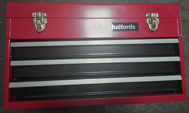 HALFORDS PROFESSIONAL 3 Drawer Metal Portable Tool Box / Chest - NEW £ ...