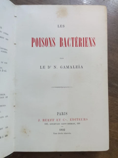 LES POISONS BACTÉRIENS / 1892 N. Gamaléia EUR 15,00 - PicClick FR