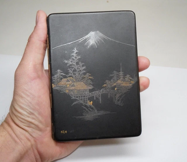 VINTAGE JAPANESE DAMASCENE Cigarette Case - Mount Fuji - Excellent ...