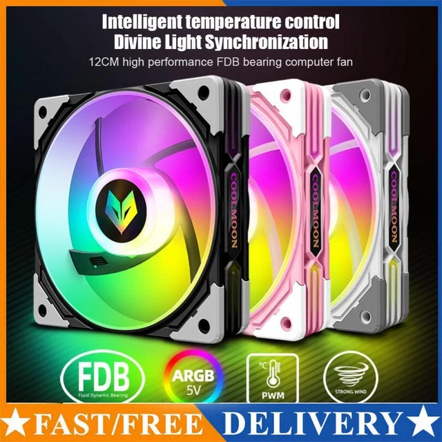 Coolmoon Cpu Cooler 3 Pin Pwm Argb Pc Quiet Ventilador Fdb Bearing