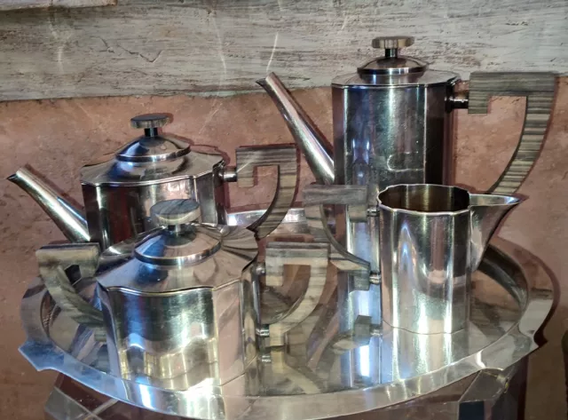 MAGNIFIQUE SERVICE A Café Et À Thé Art Déco Metal Argenté WMF set 5 ...