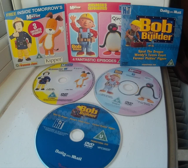 3 DVDS : Bob the Builder / Pingu / Fireman Sam / Kipper Promo R2 DVDs £ ...