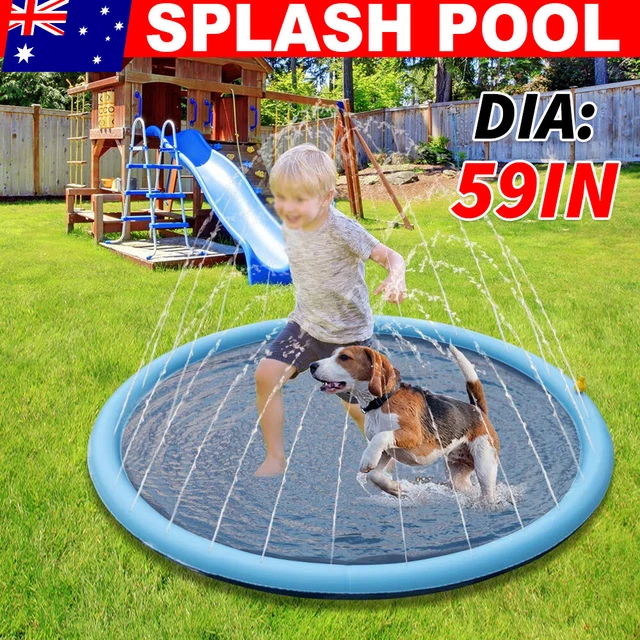 DOG POOL SPRAY Pool Round Water Play Pad Outdoor Splash Mat Kids ...