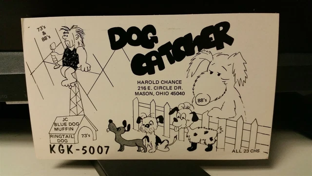 CB RADIO QSL postcard KGK-5007 dog caveman comic Harold Chance 1970s ...