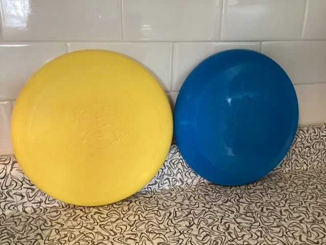 2 ZELLERS DEPARTMENT STORE ZEDDY TEDDY BEAR FRISBEE BLUE YELLOW RARE ...