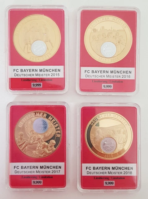 MÜNZE / MEDAILLE Fc Bayern München 4 Stück Deutscher Meister 2015 2016 2017 2018 EUR 79,99 ...
