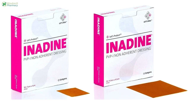 INADINE WOUND DRESSING Povidone Iodine Antimicrobial Non Adherent 5 x ...