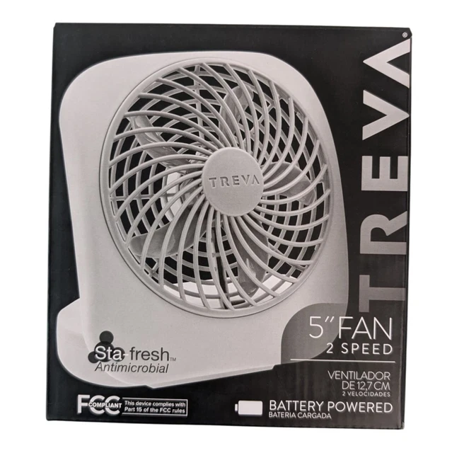 TREVA 5& 2-SPEED Portable Battery-Powered Fan With Adjustable Tilt ...
