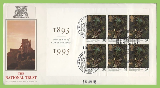 G.B. 1995 NATIONAL Trusts booklet pane on PPS silk First Day cover £3. ...