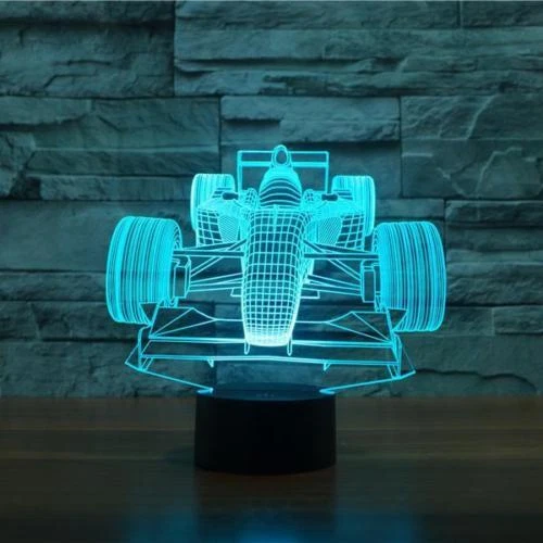 7-COLOR CHANGE RACING Car 3D Illusion LED Night Light Smart Touch USB ...