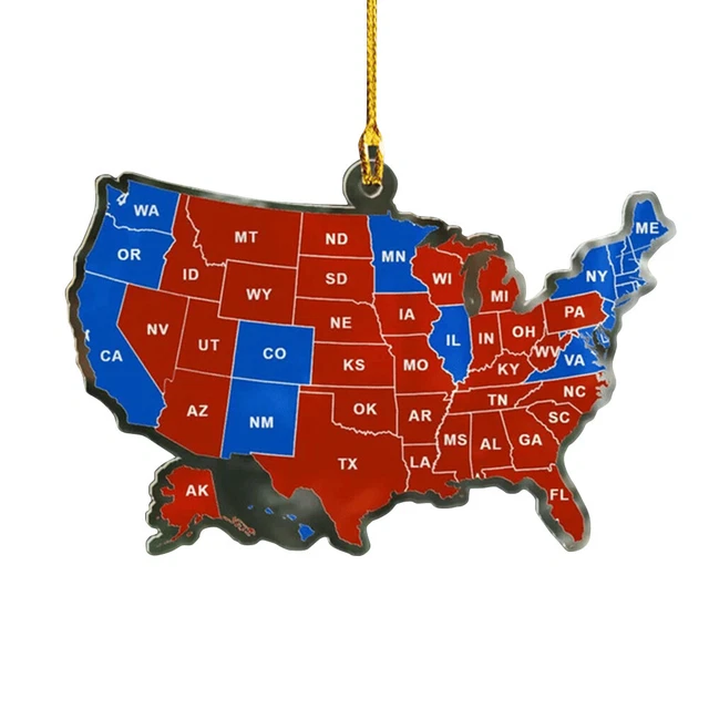 US ELECTION MAP Ornament 2024 Election Results Map Christmas Tree Decor ...