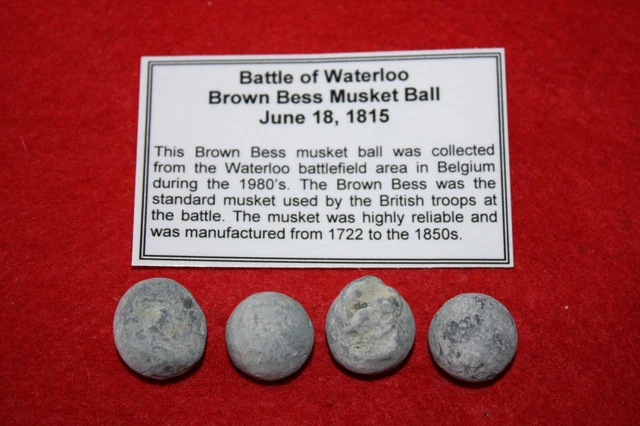 NAPOLEONIC WAR BATTLE of Waterloo Brown Bess musket ball 1 per bid £15. ...