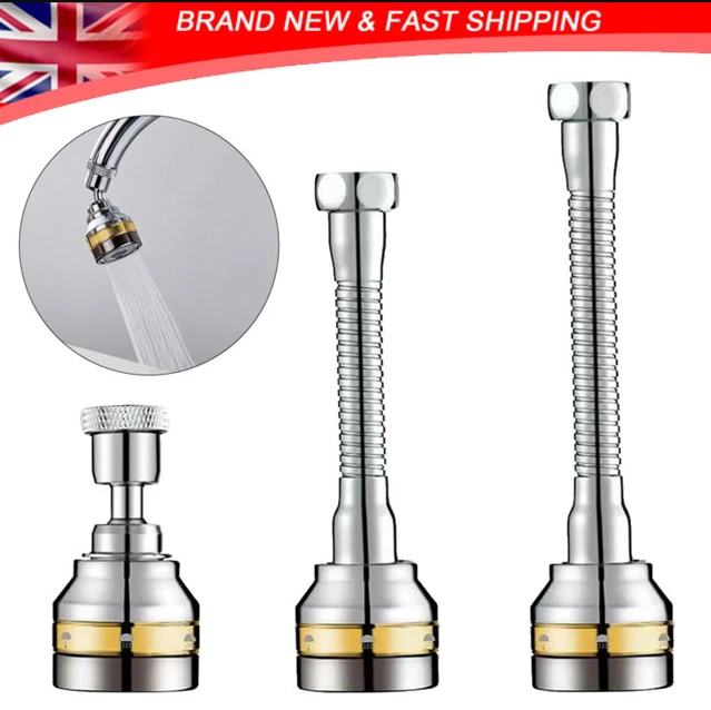 UK 360° FAUCET Extender Bendable Kitchen Sink Flexible Tap Spray Head ...