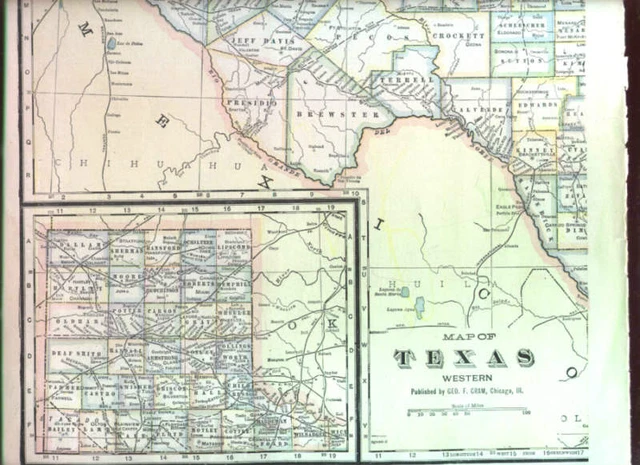 1895 ANTIQUE MAP WESTERN TEXAS ARKANSAS RAILROAD NiceNR EUR 9,62 ...