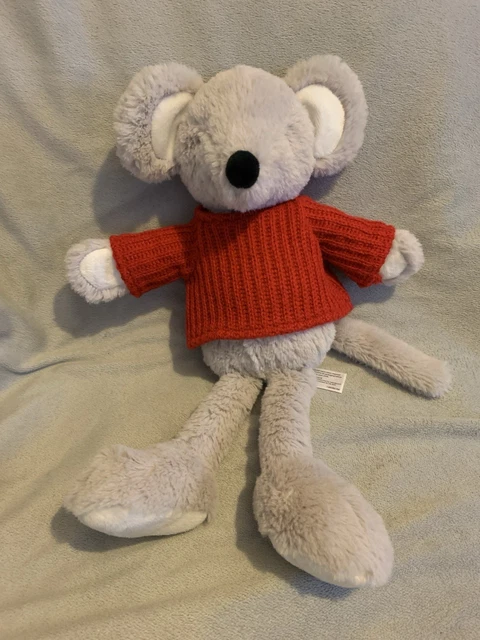 SAINSBURYS WINTER MOUSE Grey Red Knitted Woolly Jumper Plush Soft Toy ...