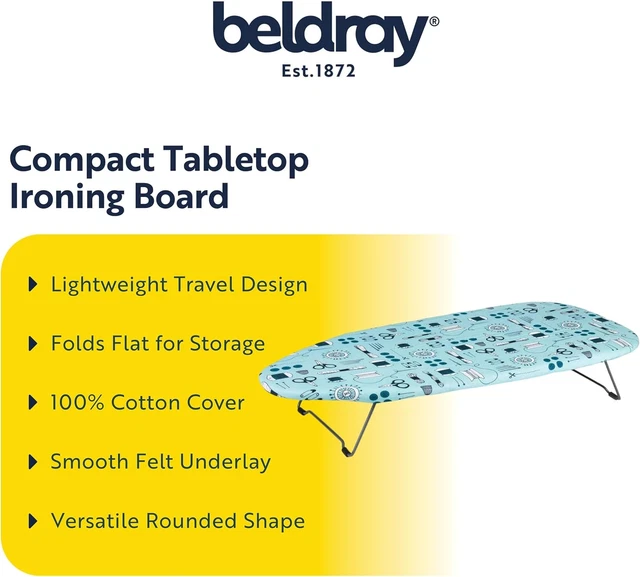 76 X 30CM Tabletop Ironing Board with Extra Cover Lightweight Foldable ...