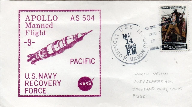 APOLLO NASA US Navy Recovery Force USS Leonard F. MASON Space cover ...