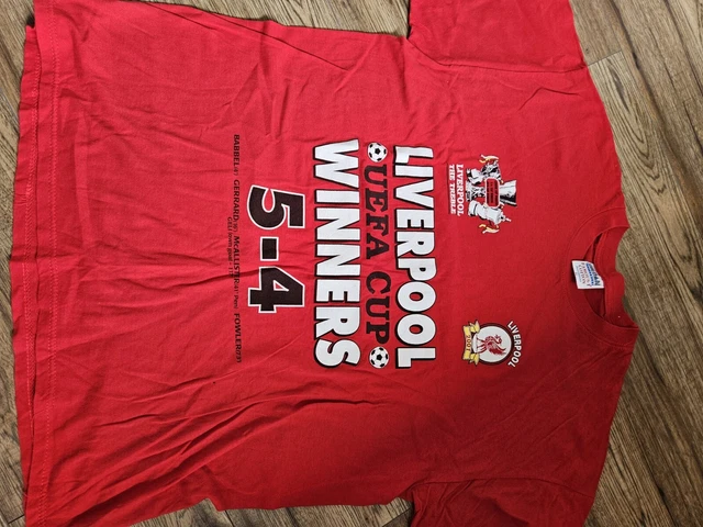 VINTAGE LIVERPOOL 2001 The Treble UEFA Cup Winners T- shirt Size XL £0. ...