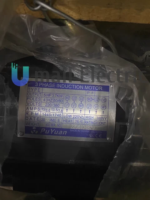 PU YUAN 5HP-4P 3.7KW Hydraulic Internal Shaft Motor DHL/Fedex £2,263.43 ...