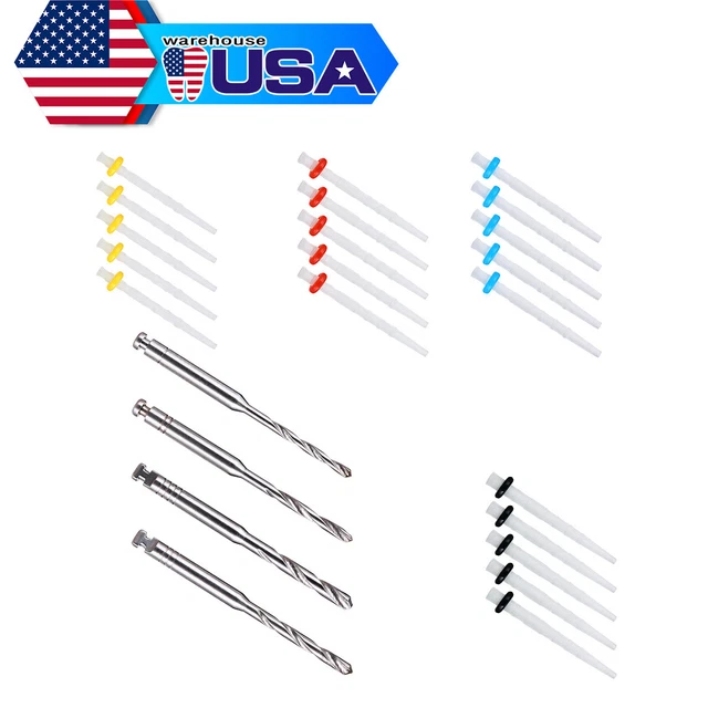 DENTAL AAA FIBER Posts Resin High-intensity Screw Thread Glass & 4 ...