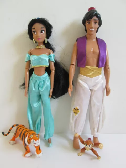 DISNEY STORE ALADDIN Princess Jasmine & Aladdin Dolls + Abu & Rajah ... DISNEY STORE ALADDIN Princess Jasmine & Aladdin Dolls + Abu & Rajah ...