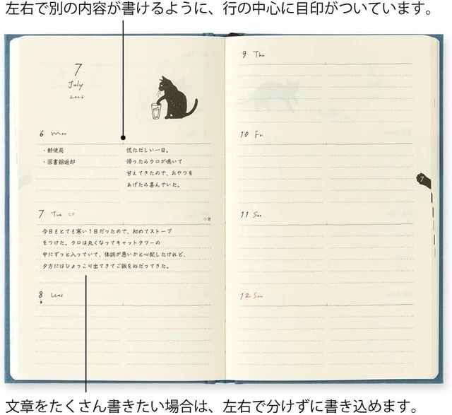 MIDORI BOOK BEST Style Diary 2026 B6 Weekly Cat Pattern Blue 22378006 ...
