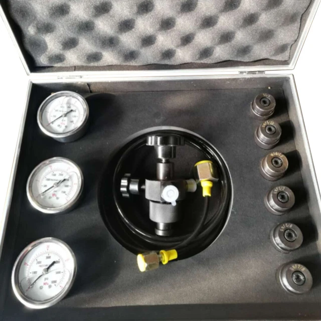 HYDRAULIC ACCUMULATOR NITROGEN Charging Gas Valve Fill Pressure Test ...