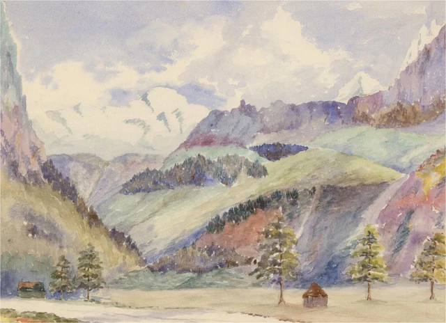AMY K. SELBY (fl.1892-1926) - Signed 1911 Watercolour, Welsh Valley £40 ...